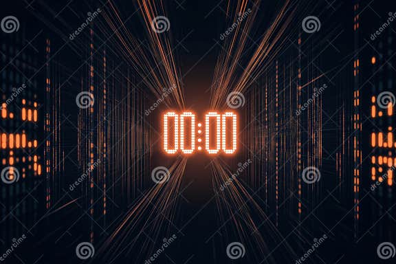 Digital Countdown Timer Surrounded by Glowing Lines in a Futuristic ...