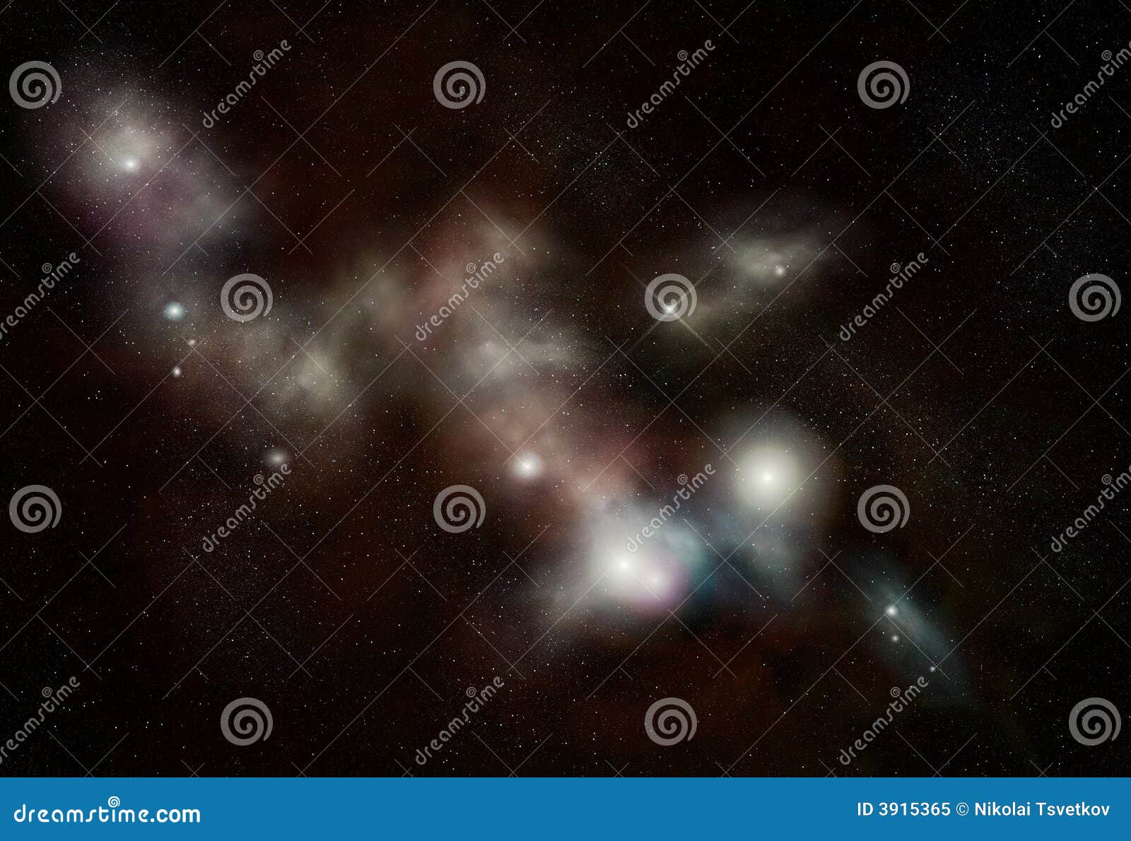 Digital Created Starfield with Cosmic Nebula Stock Illustration ...