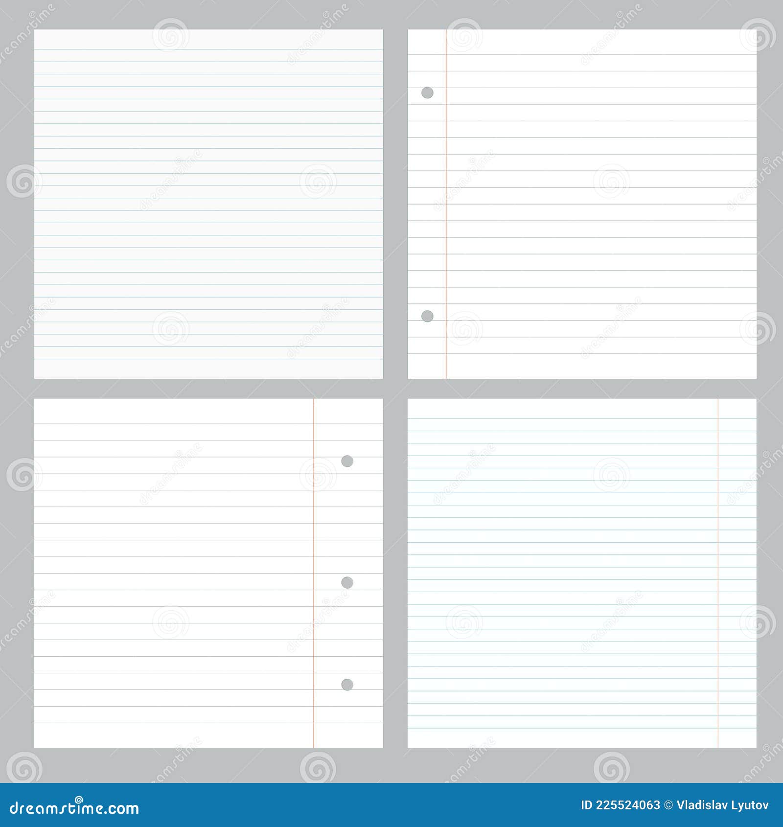 Digital Creation of a Notepad with Lines and Holes. Stock Vector ...