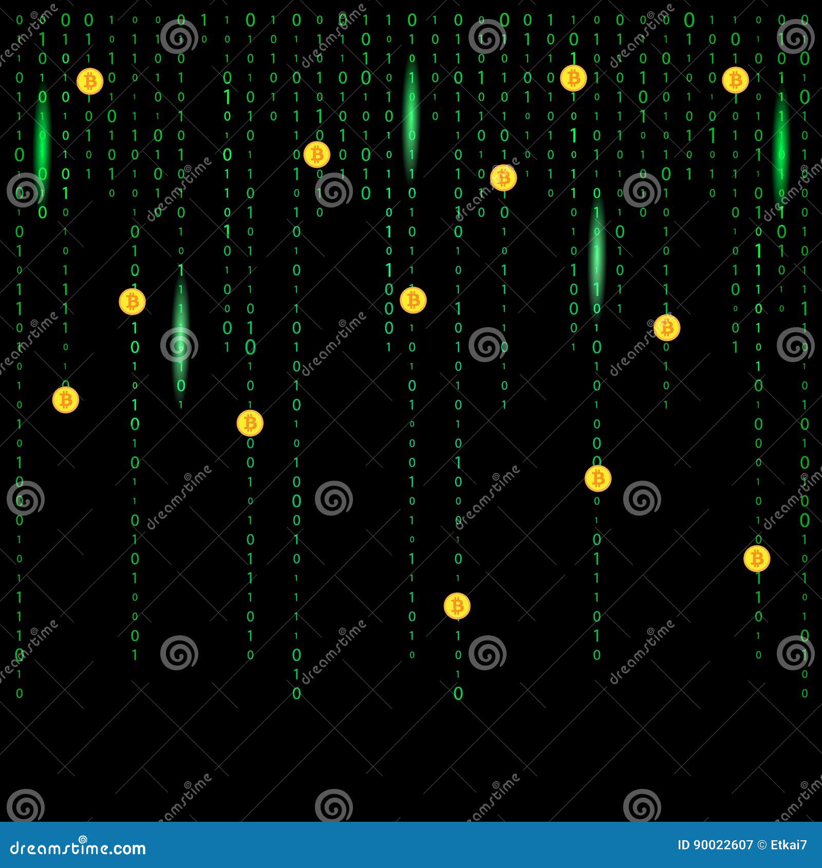 Digital Crypto Bitcoin Matrix Background. Stock Vector - Illustration ...