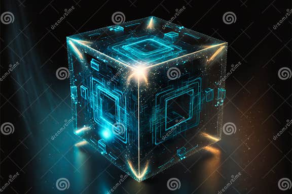 Digital Cube Encoder Technology Concept. Generative Ai Stock ...