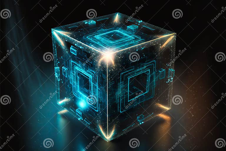 Digital Cube Encoder Technology Concept. Generative Ai Stock ...