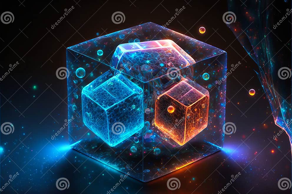 Digital Cube Encoder Technology Concept. Generative Ai Stock ...