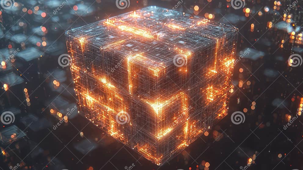 Digital Cube stock illustration. Illustration of visualization - 338766221