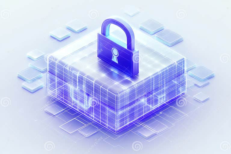 Digital Cube Lock with Futuristic Transparency Effect Symbolizing ...