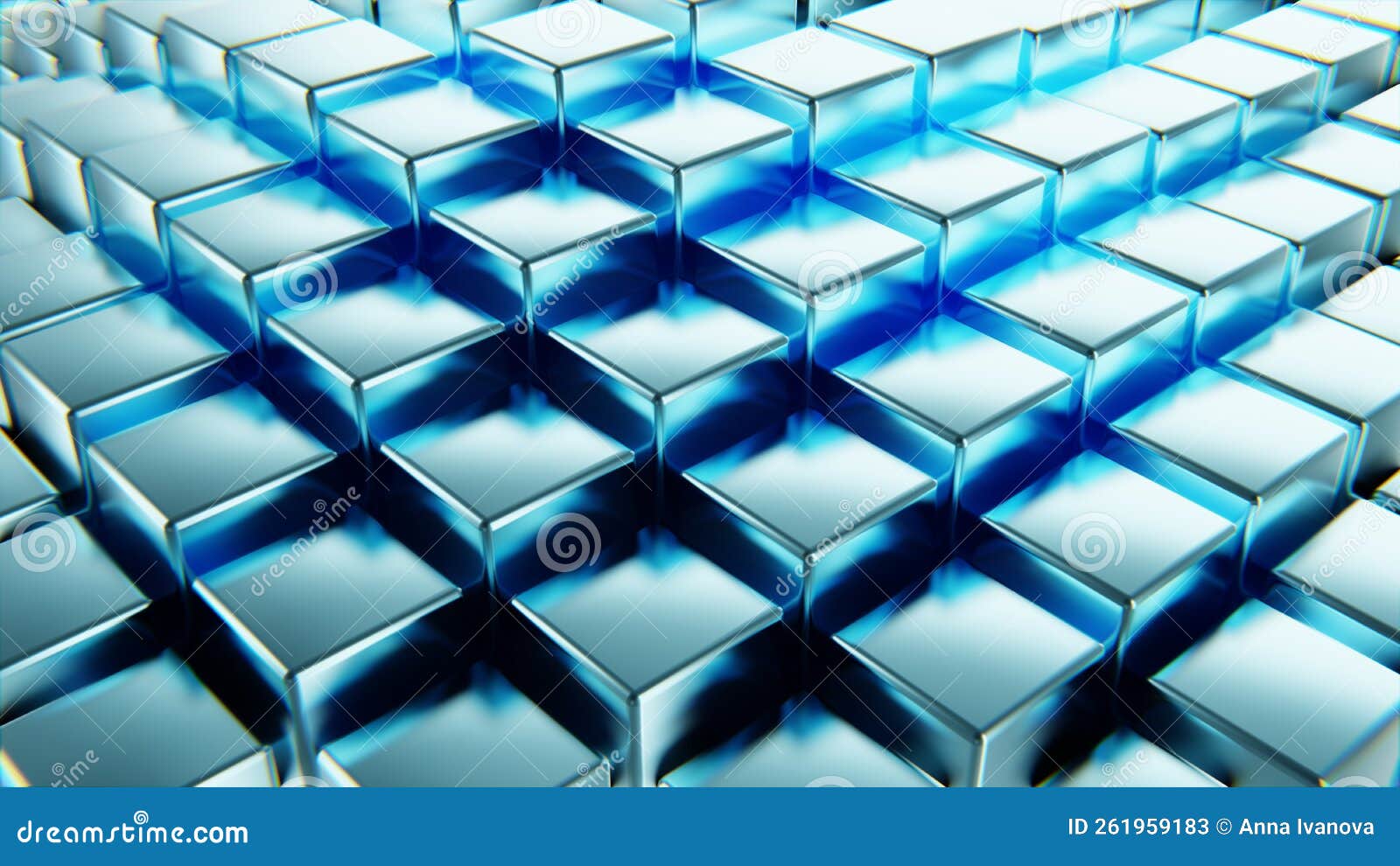 Digital Cubic Abstract Background of Blue Color, Metal Squares ...