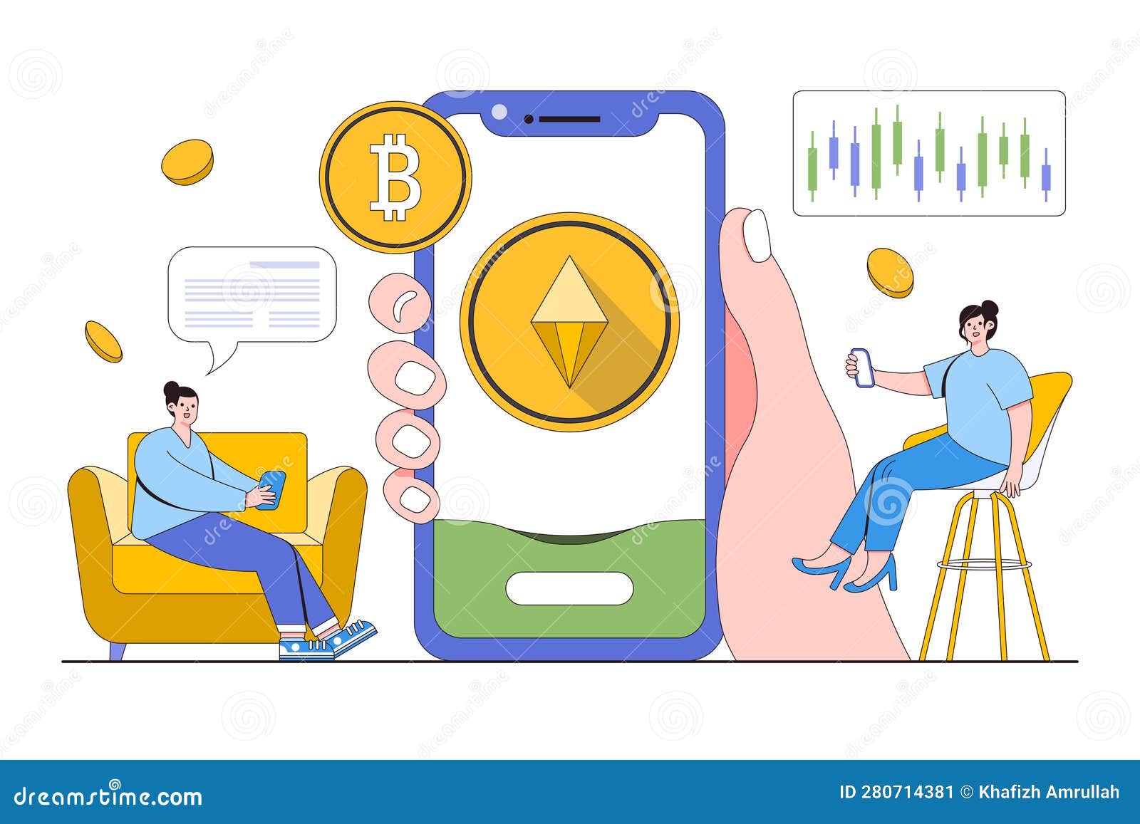 Digital Currency and Cashless Transactions Concept with Person ...