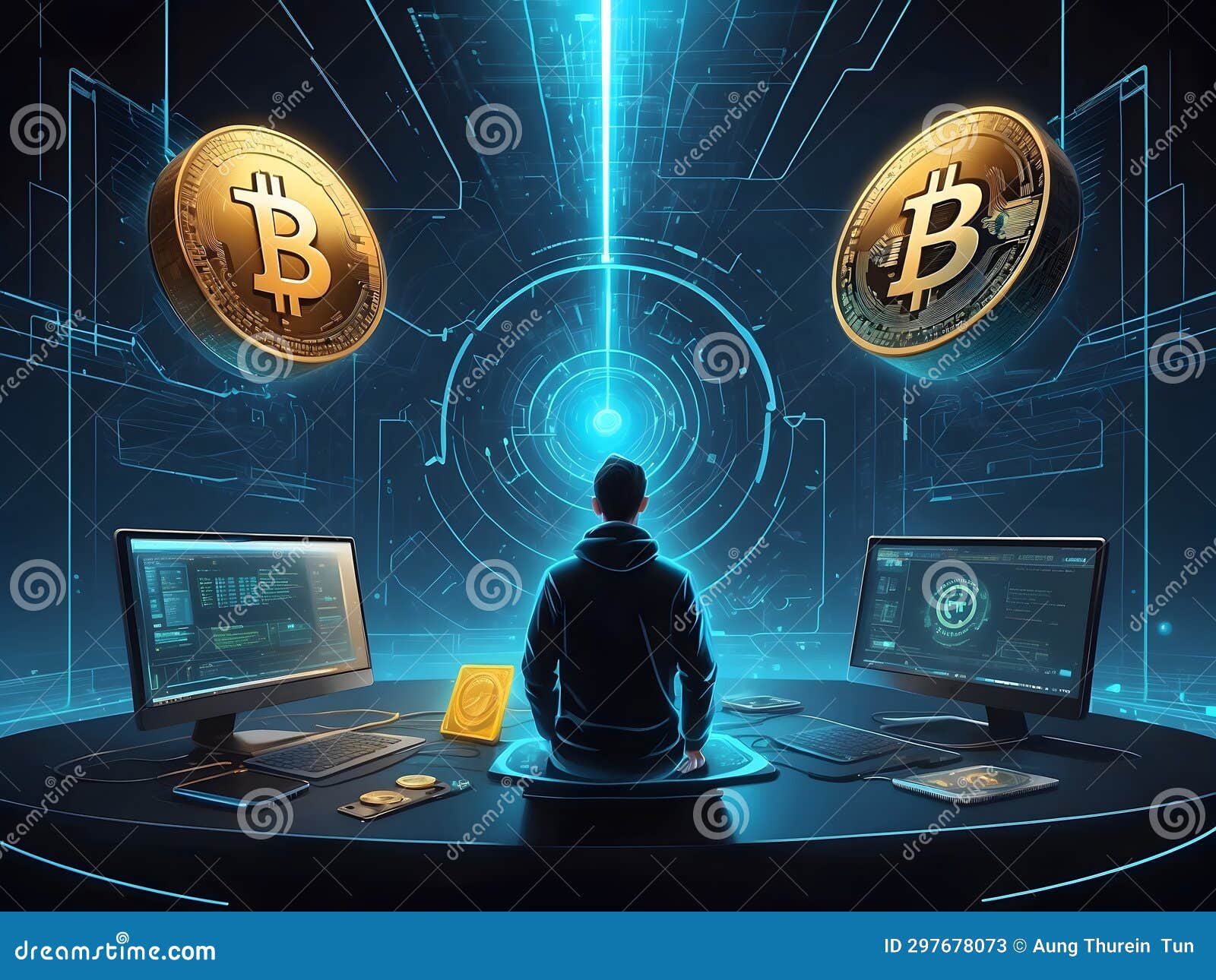 Digital Currency Security and Privacy Becomes a Challenge Stock Illustration - Illustration of ...