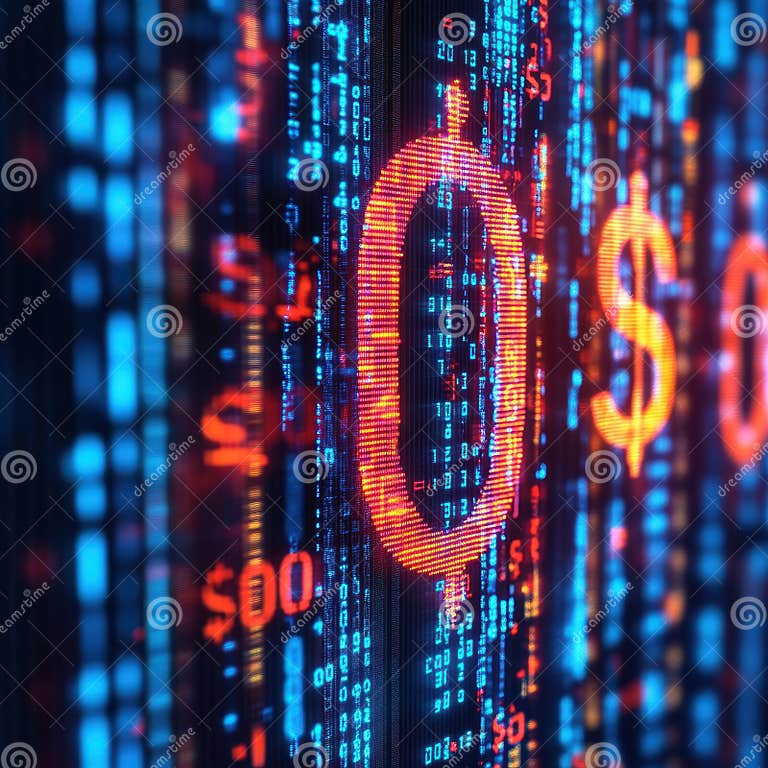 Digital Currency Symbol in Binary Code Stock Illustration ...