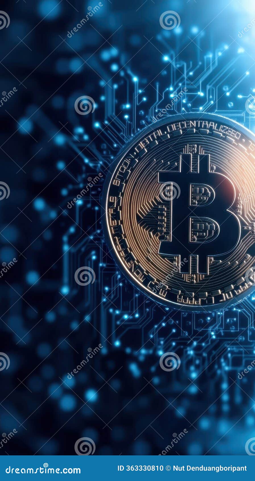 Digital Currency Symbol on Circuit Board Background, Representing ...