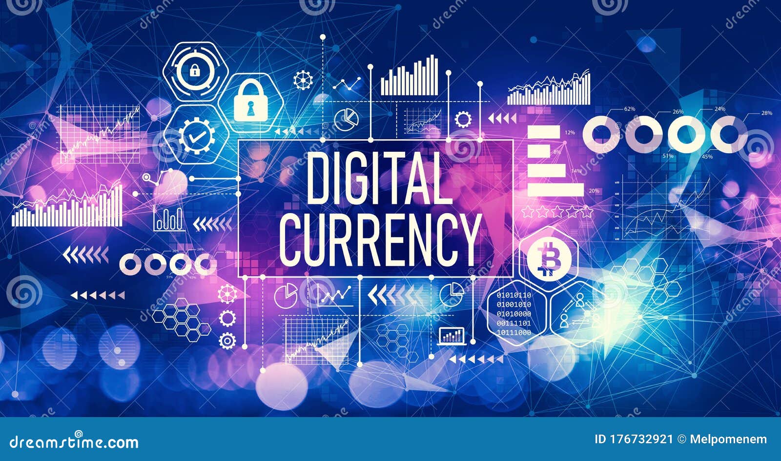Digital Currency Theme with Technology Light Background Stock ...