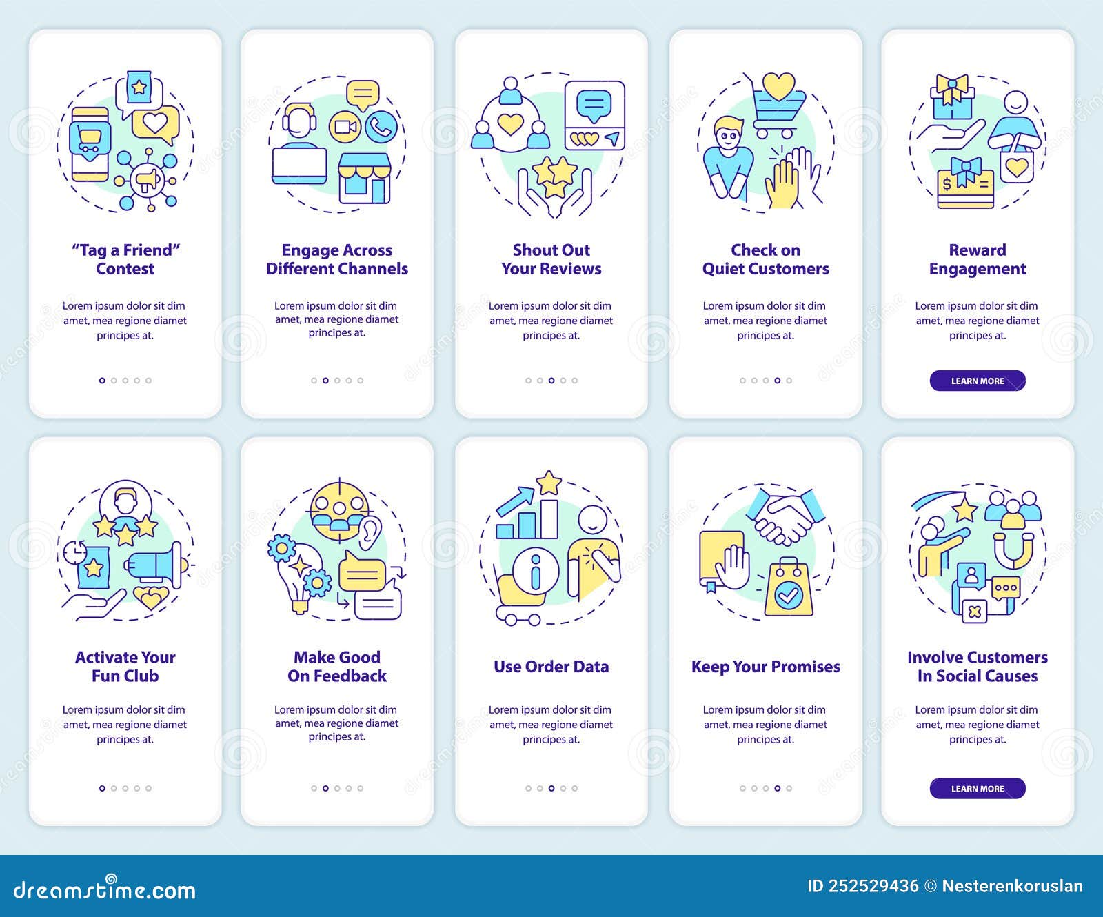 Digital Customer Engagement Onboarding Mobile App Screen Set Stock ...
