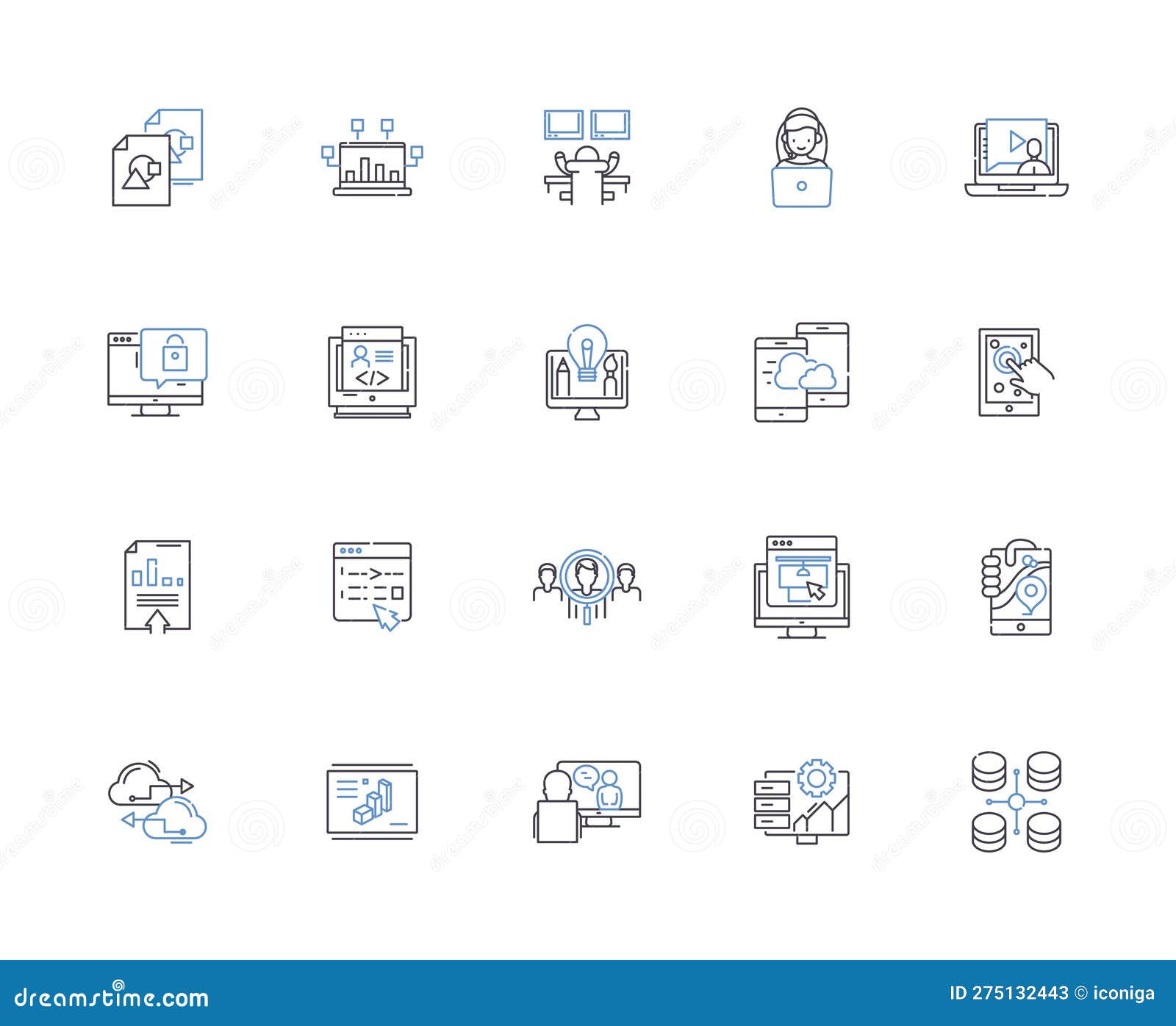 Digital Customer Experience Outline Icons Collection. Digital, Customer ...