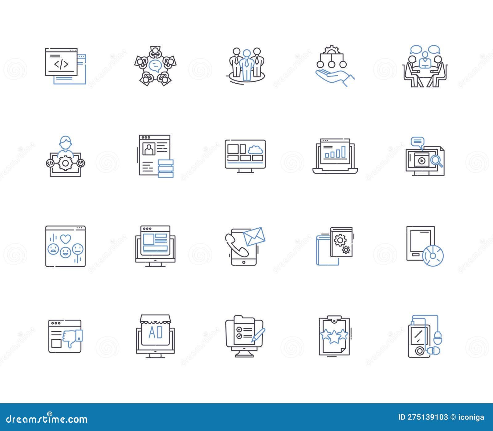 Digital Customer Experience Outline Icons Collection. Digital, Customer ...
