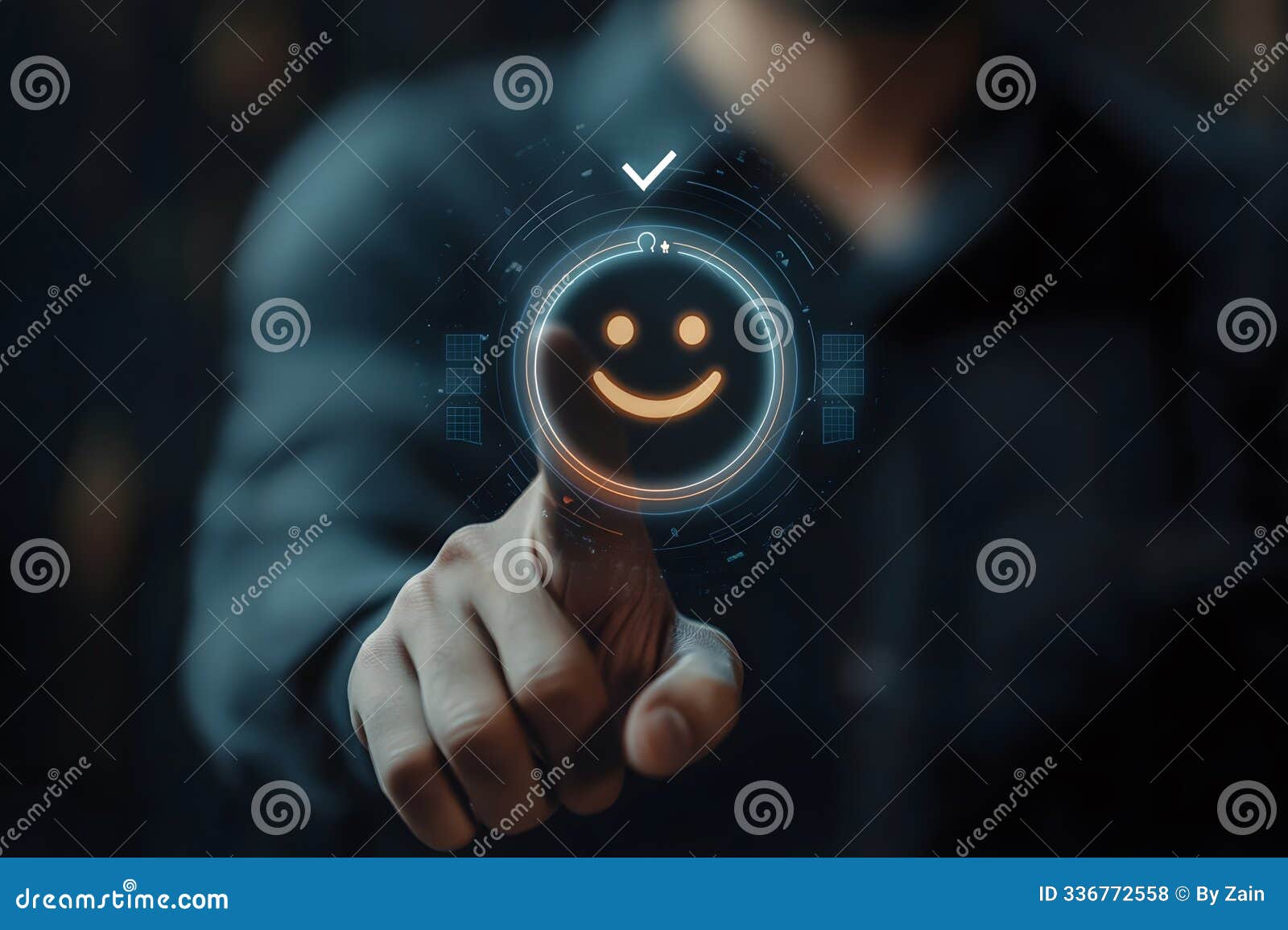 Digital Customer Satisfaction Concept with Finger Pressing Virtual ...