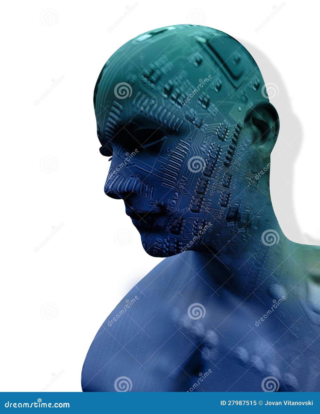 Digital Cyber Circuit Head stock illustration. Illustration of painting ...