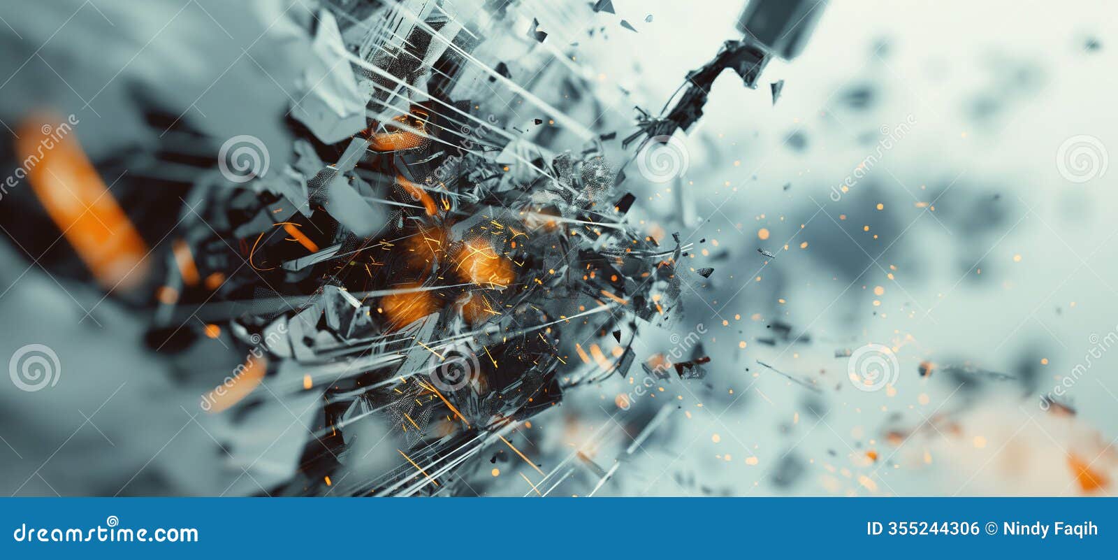 Cyber Digital Machine Explosion Background Stock Illustration ...