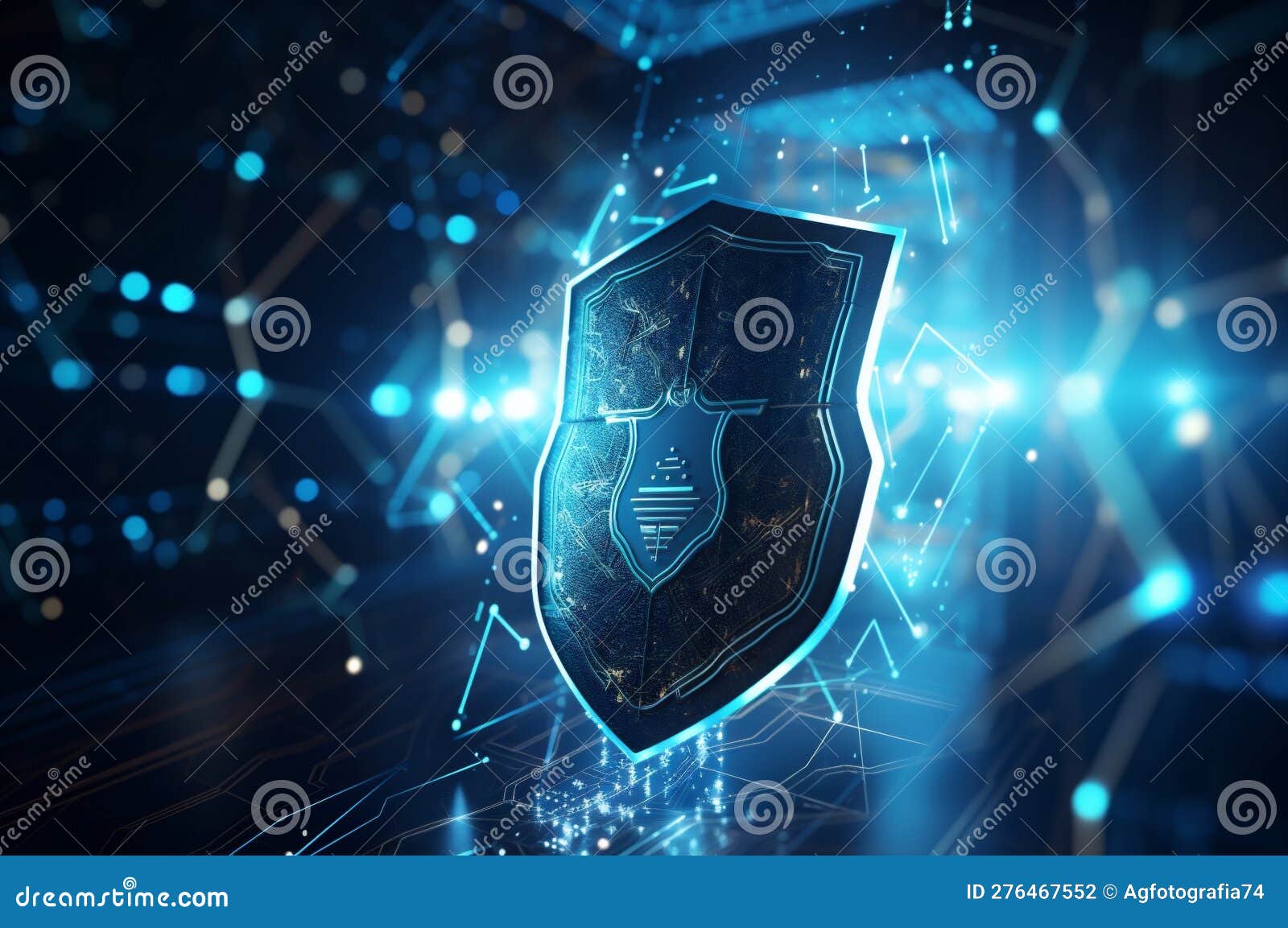 Digital Cyber Security Concept, Shield on Circuit Board Background with ...