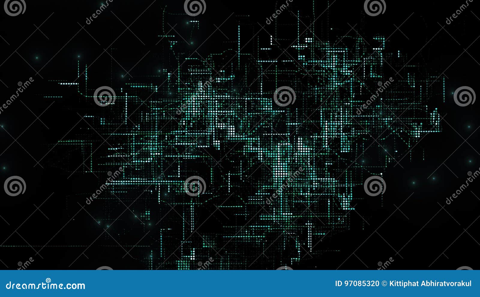 Digital Cyber Space Particles Stock Illustration - Illustration of dark ...