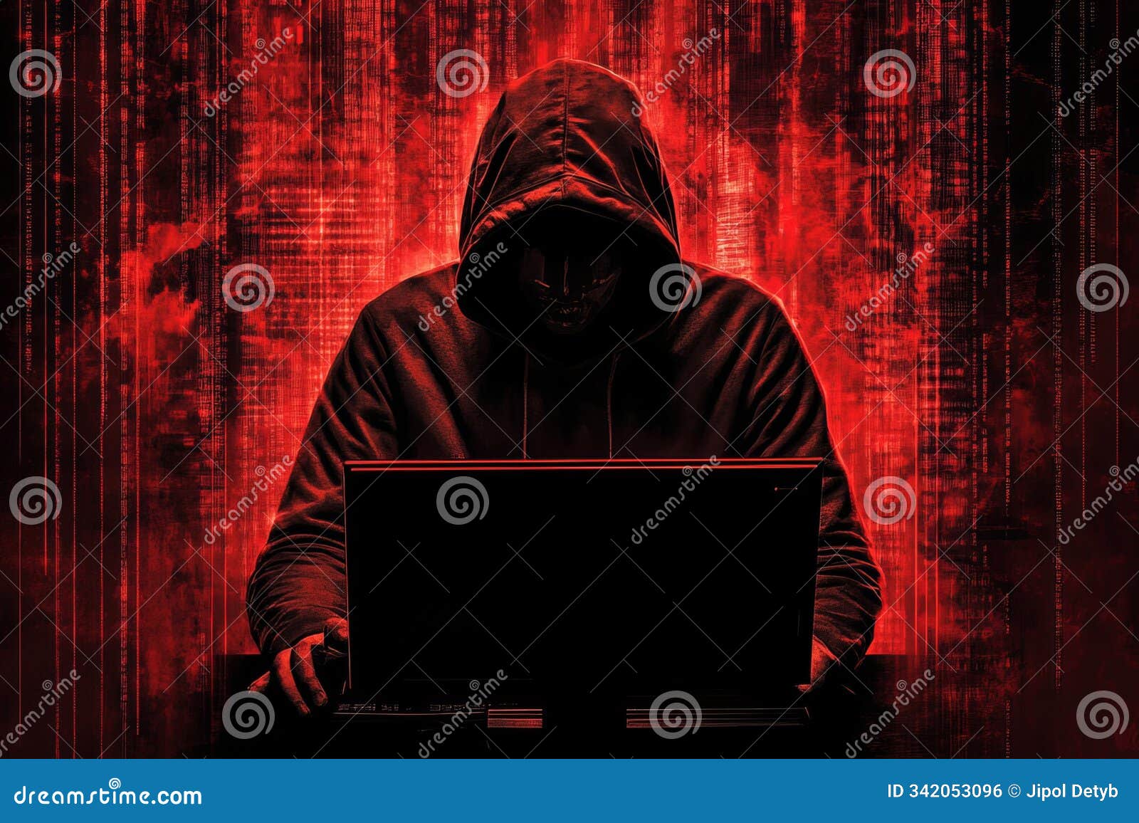 Cybercrime Concept With Hooded Hacker Typing Computer Keyboard Stock Photo | CartoonDealer.com ...