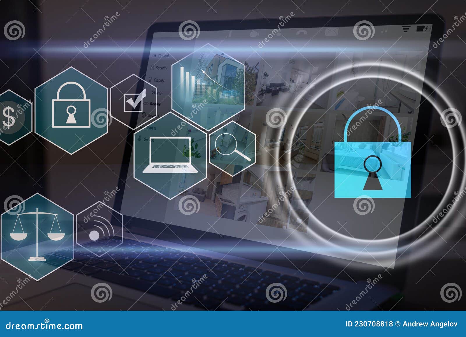 Digital Cybersecurity and Network Protection Concept. Virtual Locking ...