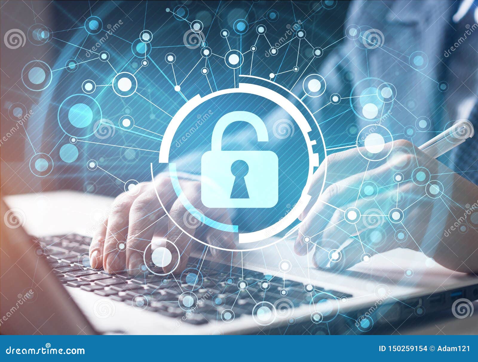 Digital Cybersecurity and Network Protection Stock Illustration ...