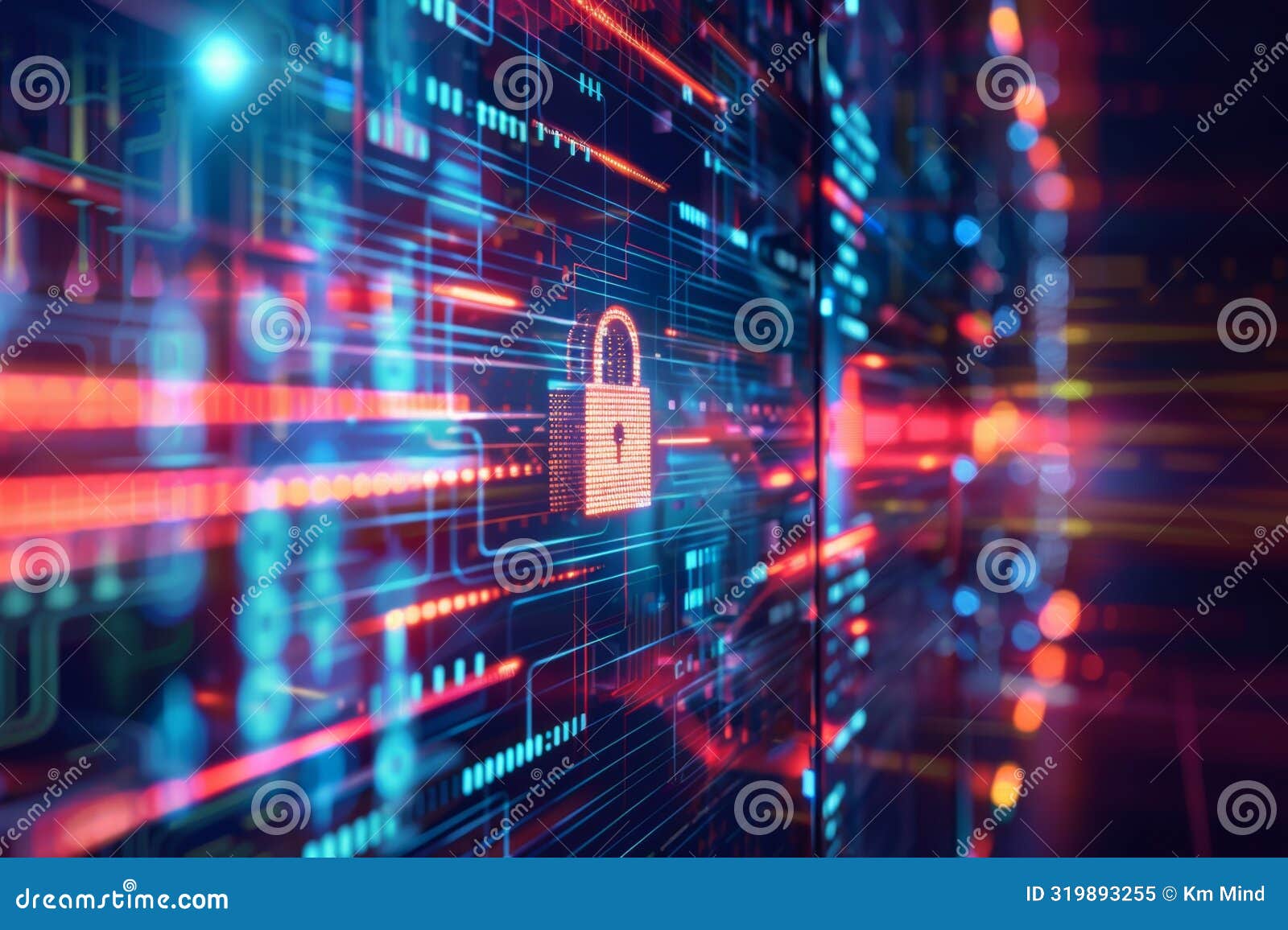 Digital Cybersecurity with Secure Data Network Stock Illustration ...