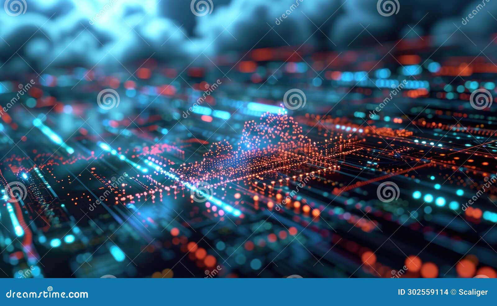 Digital Cyberspace Abstract Texture Background, Dark Cyber Space with ...