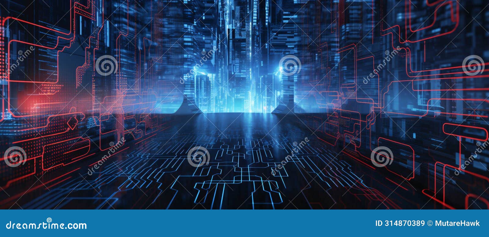 Digital Cyberspace Background with Futuristic User Interface. 3D ...