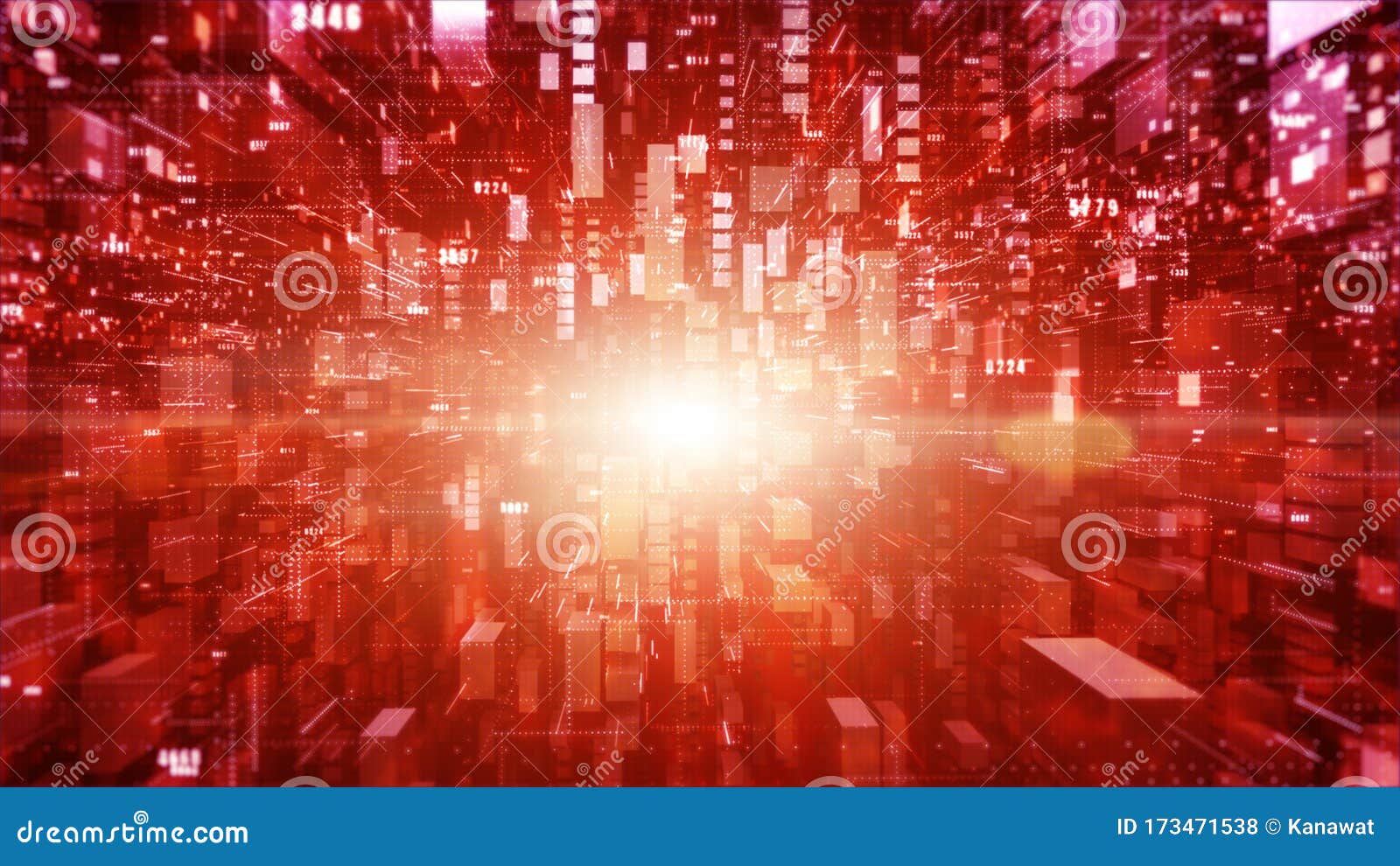 Digital Cyberspace Geometric Background with Particles and Digital Data ...