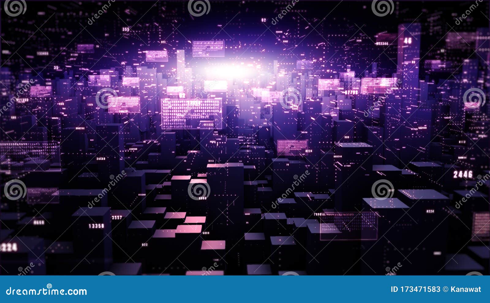 Digital Cyberspace Geometric Background with Particles and Digital Data ...