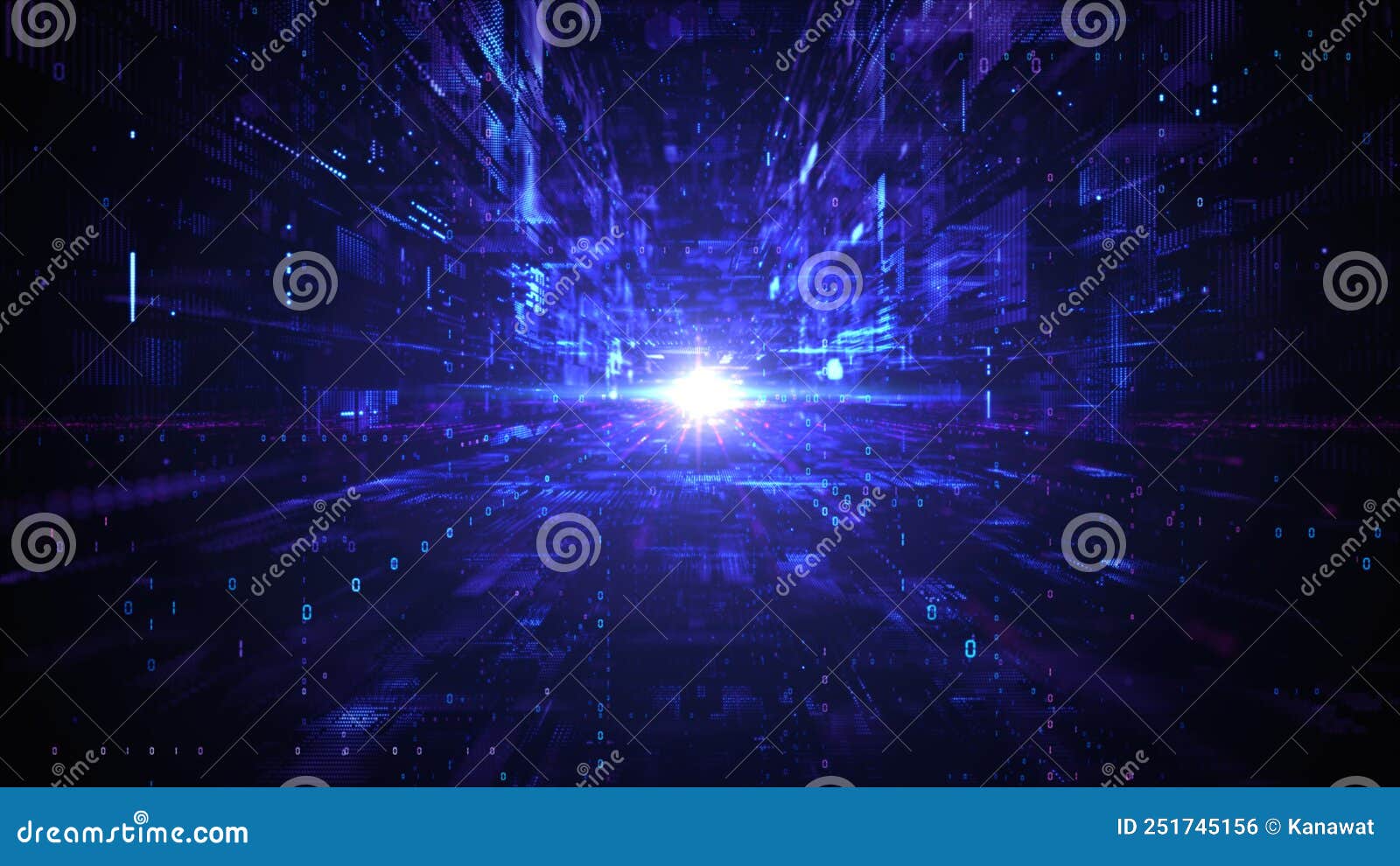 Digital Cyberspace with Particles and Digital Data Network and ...