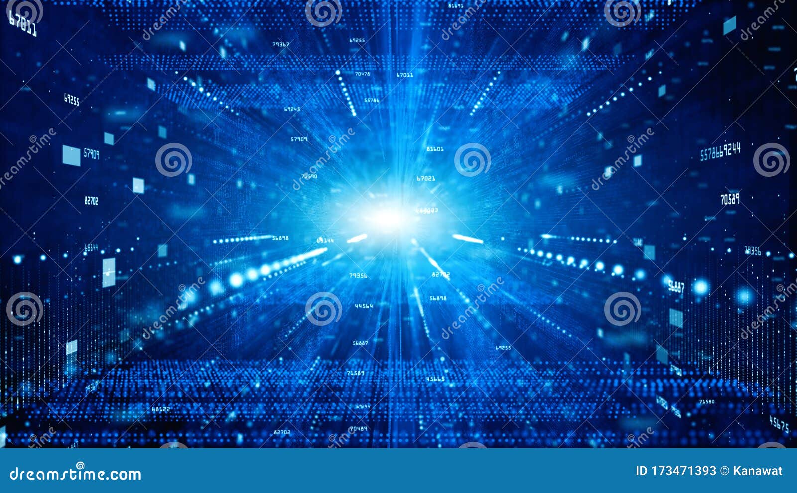 Digital Cyberspace with Particles and Digital Data Network Connections ...