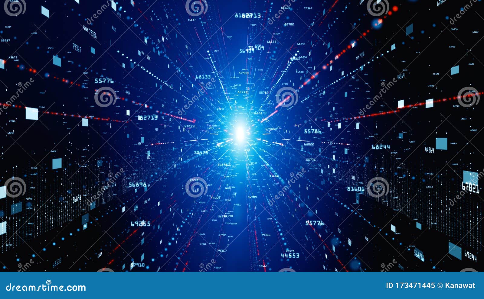 Digital Cyberspace with Particles and Digital Data Network Connections ...