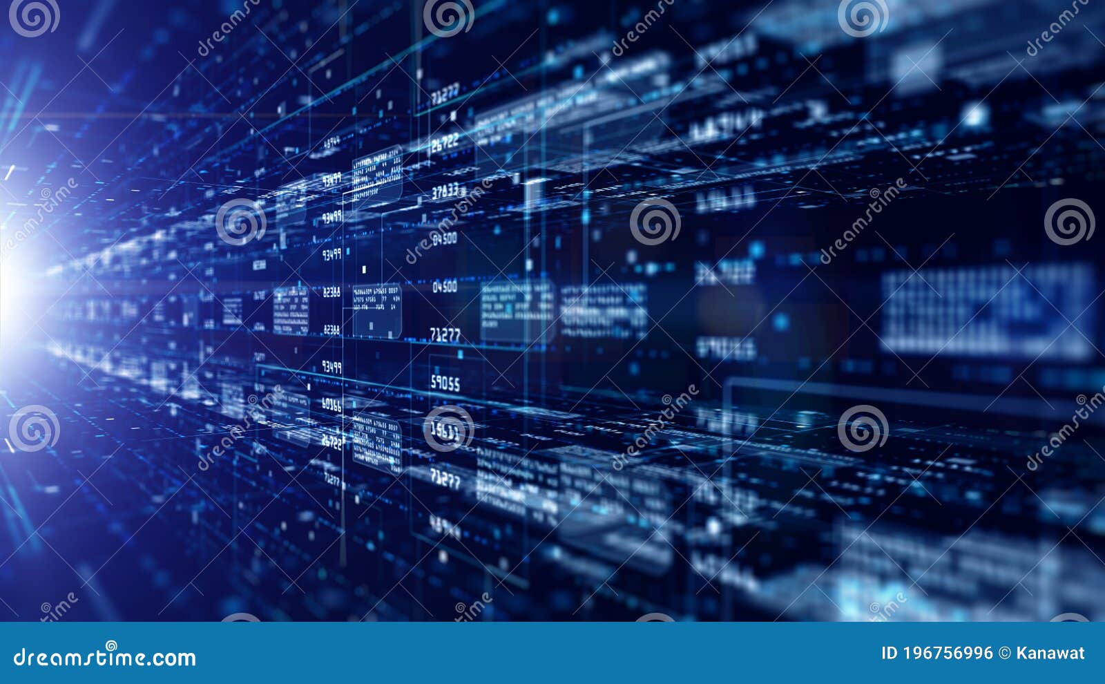 Digital Cyberspace with Particles and Digital Data Network Connections ...