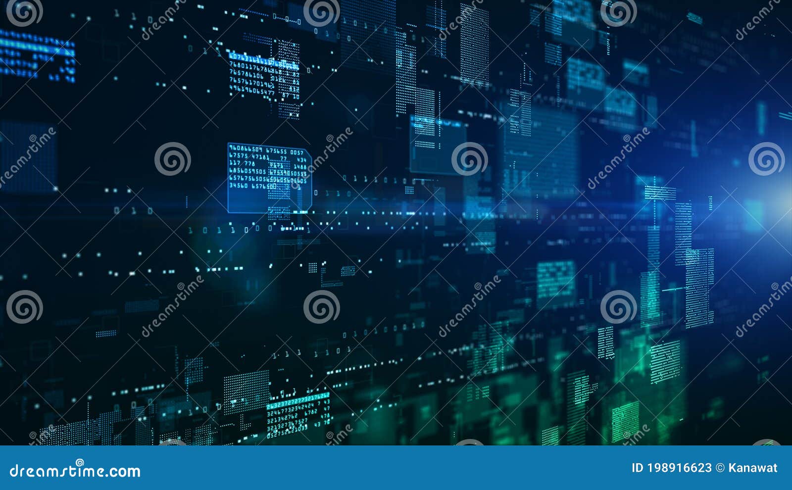 Digital Cyberspace with Particles and Digital Data Network Connections ...