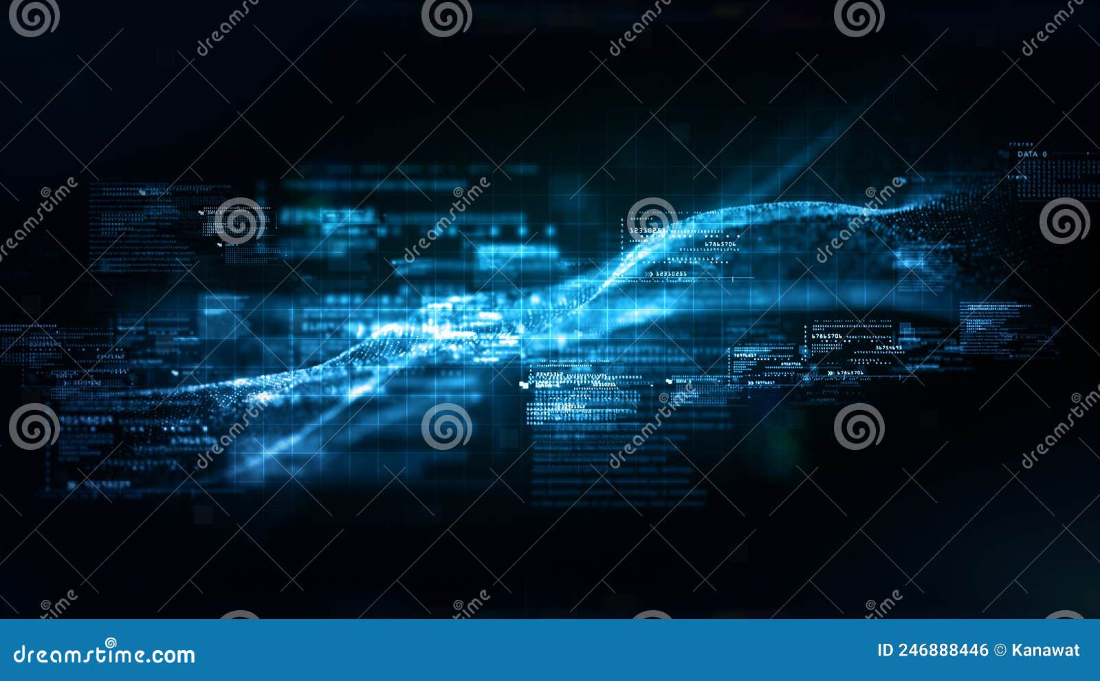 Digital Cyberspace with Particles and Digital Data Network Connections ...