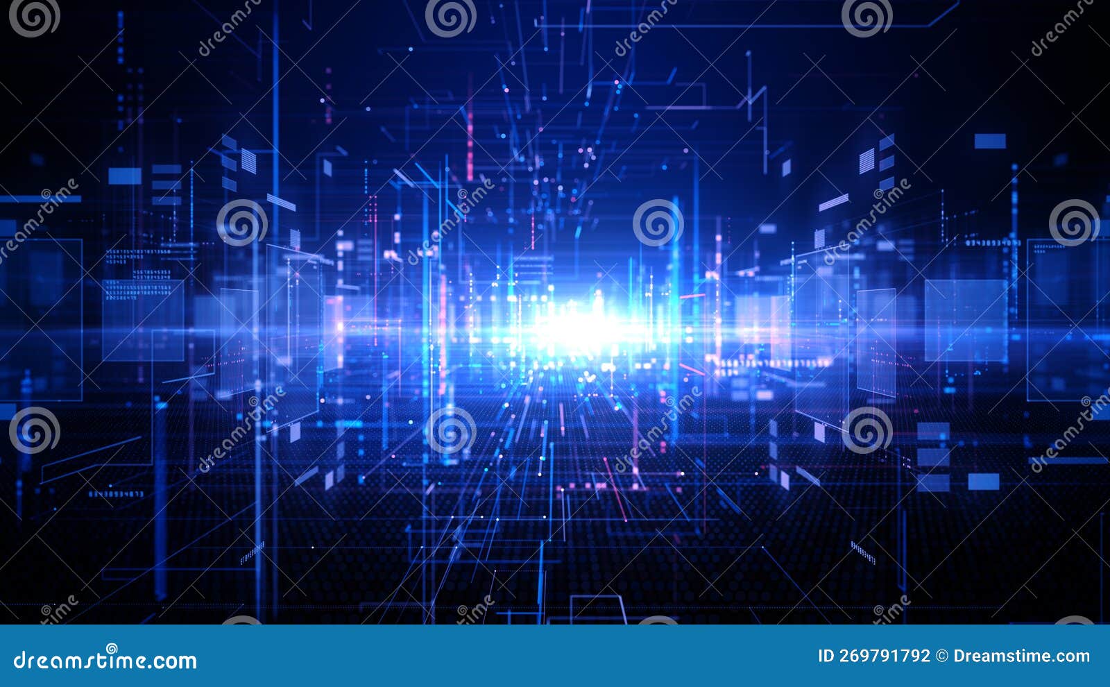 Digital Cyberspace with Particles and Digital Data Network Connections, Technology Digital Data ...