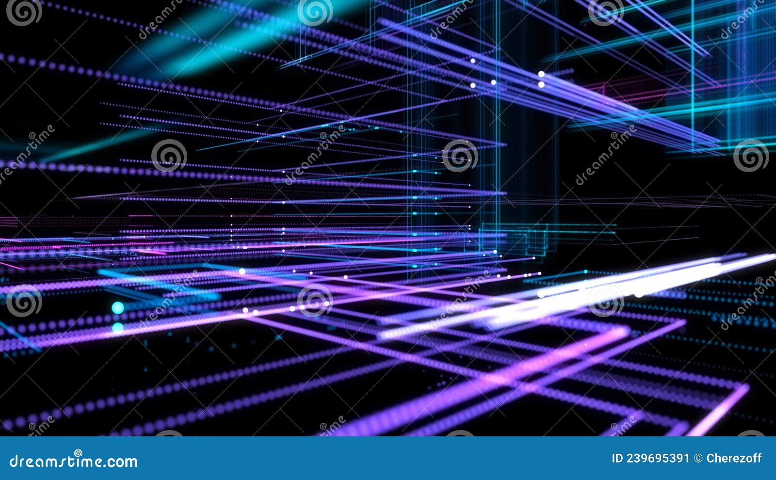 Digital Cyberspace with Particles. Techology Background Stock ...