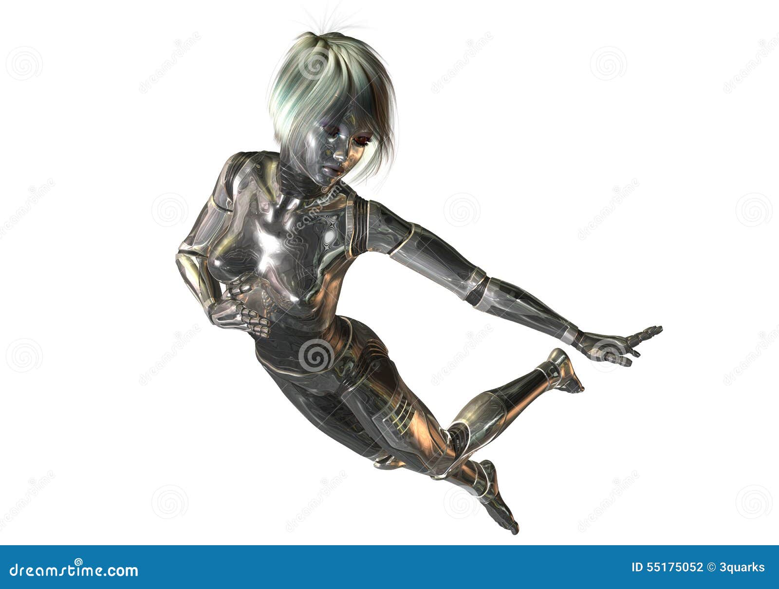 Digital 3D Illustration of a Female Cyborg Stock Illustration ...