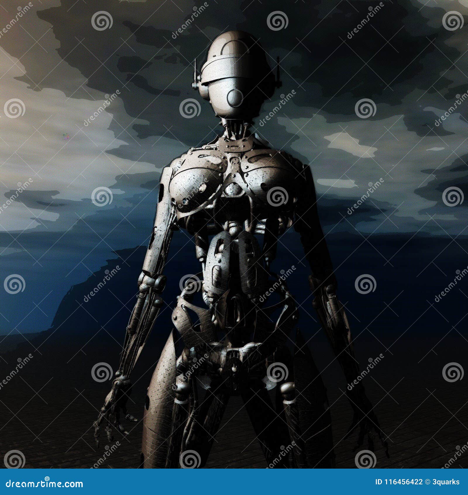 3D Illustration of a Fembot Stock Illustration - Illustration of body ...