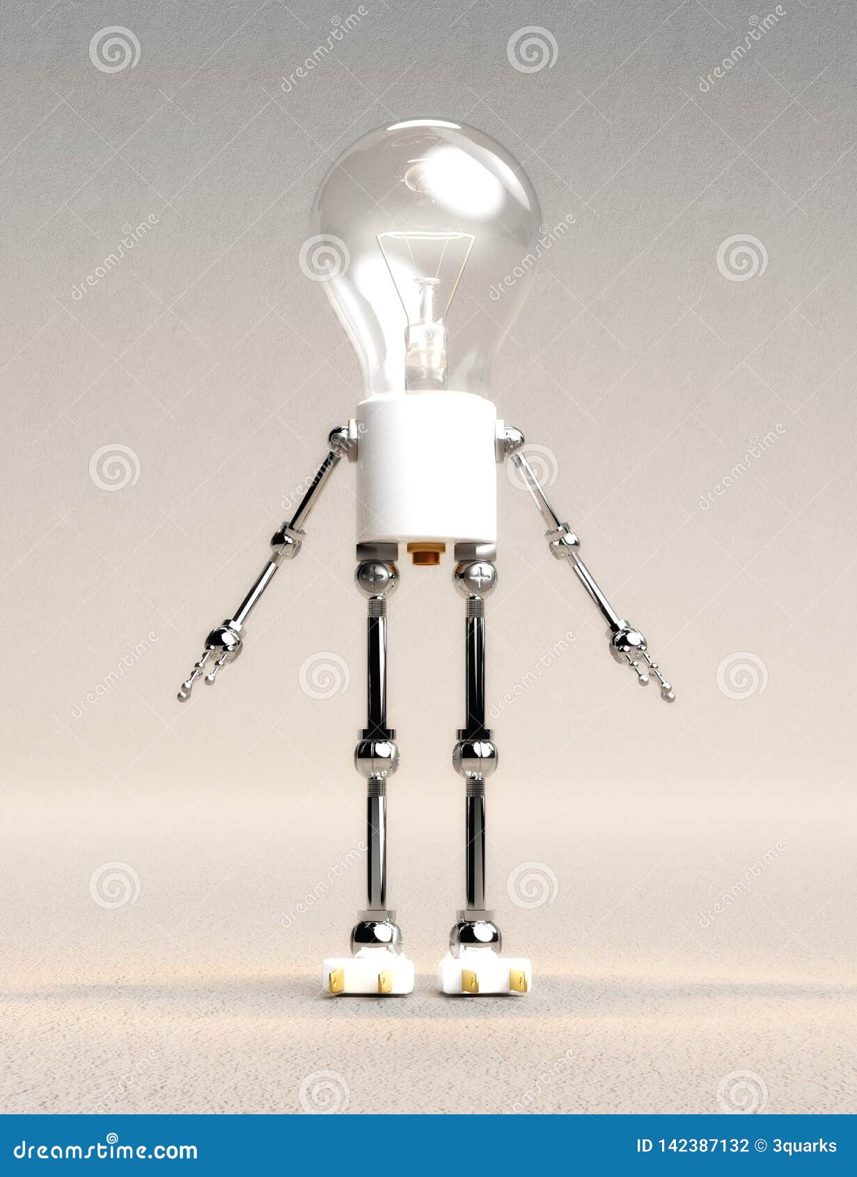 3D Illustration of a Light Bulb Guy Stock Illustration - Illustration ...