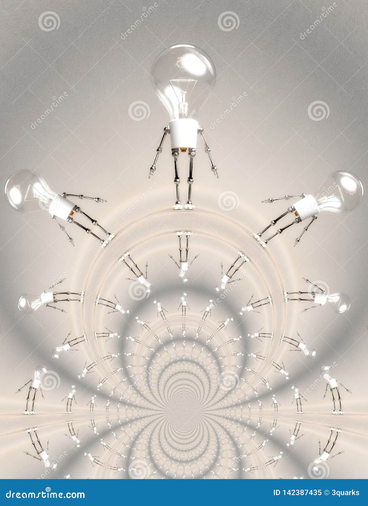 3D Illustration of a Light Bulb Guy Stock Illustration - Illustration ...