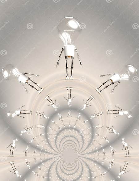 3D Illustration of a Light Bulb Guy Stock Illustration - Illustration ...