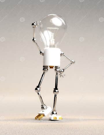 3D Illustration of a Light Bulb Guy Stock Illustration - Illustration ...