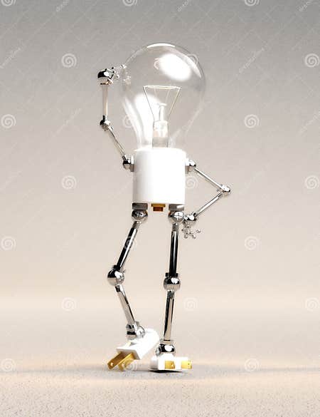 3D Illustration of a Light Bulb Guy Stock Illustration - Illustration ...