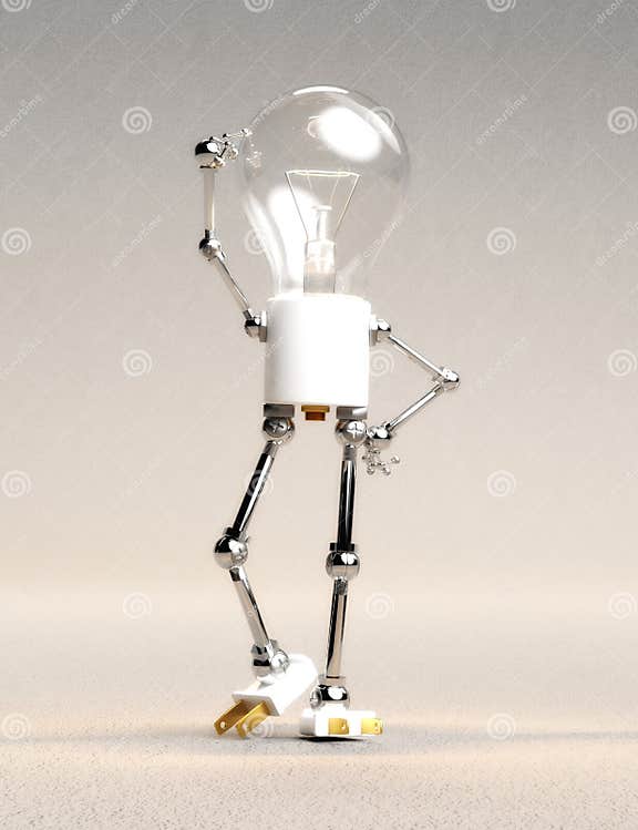 3D Illustration of a Light Bulb Guy Stock Illustration - Illustration ...