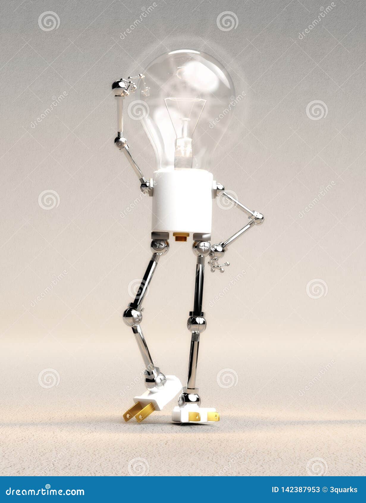 3D Illustration of a Light Bulb Guy Stock Illustration - Illustration ...