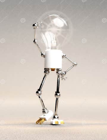 3D Illustration of a Light Bulb Guy Stock Illustration - Illustration ...