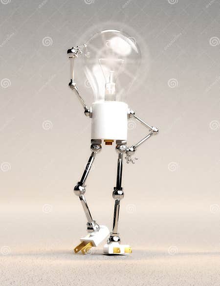 3D Illustration of a Light Bulb Guy Stock Illustration - Illustration ...